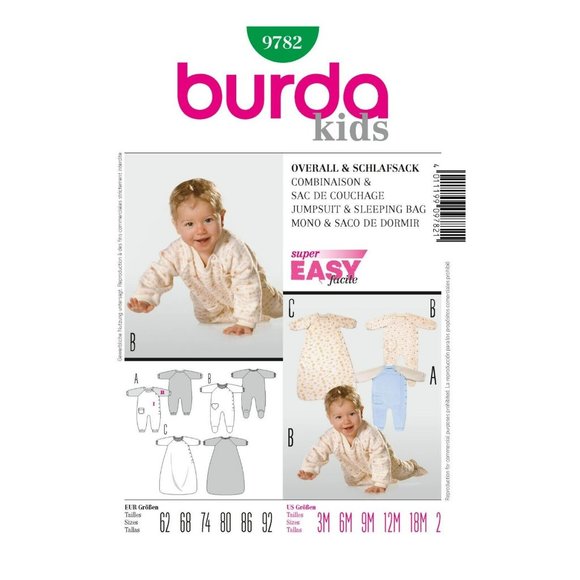 Burda | Other | New Burda Kids 9782 Sewing Pattern Baby Toddler ...